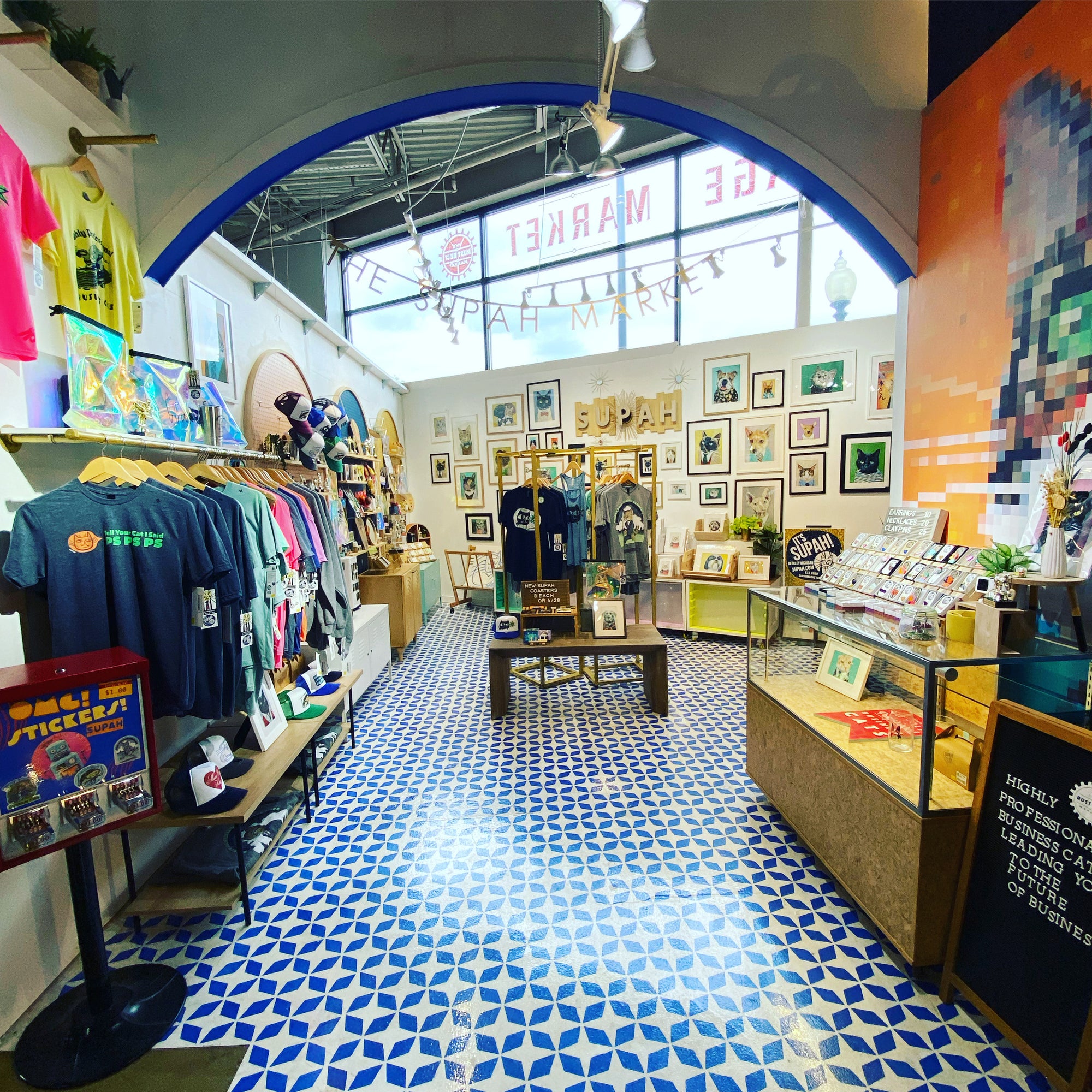 The Supah Market sells Taco Tuesday, Business Cats, and random art fun